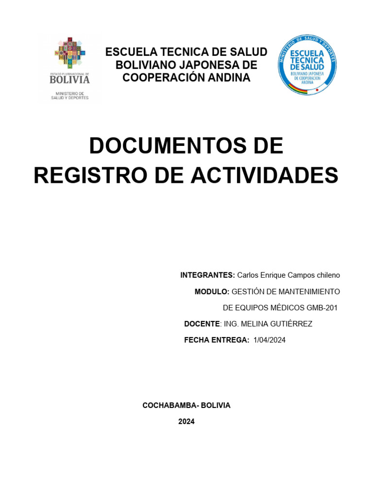 Documentos de Registro de Actividades | PDF | Hospital | Evaluación