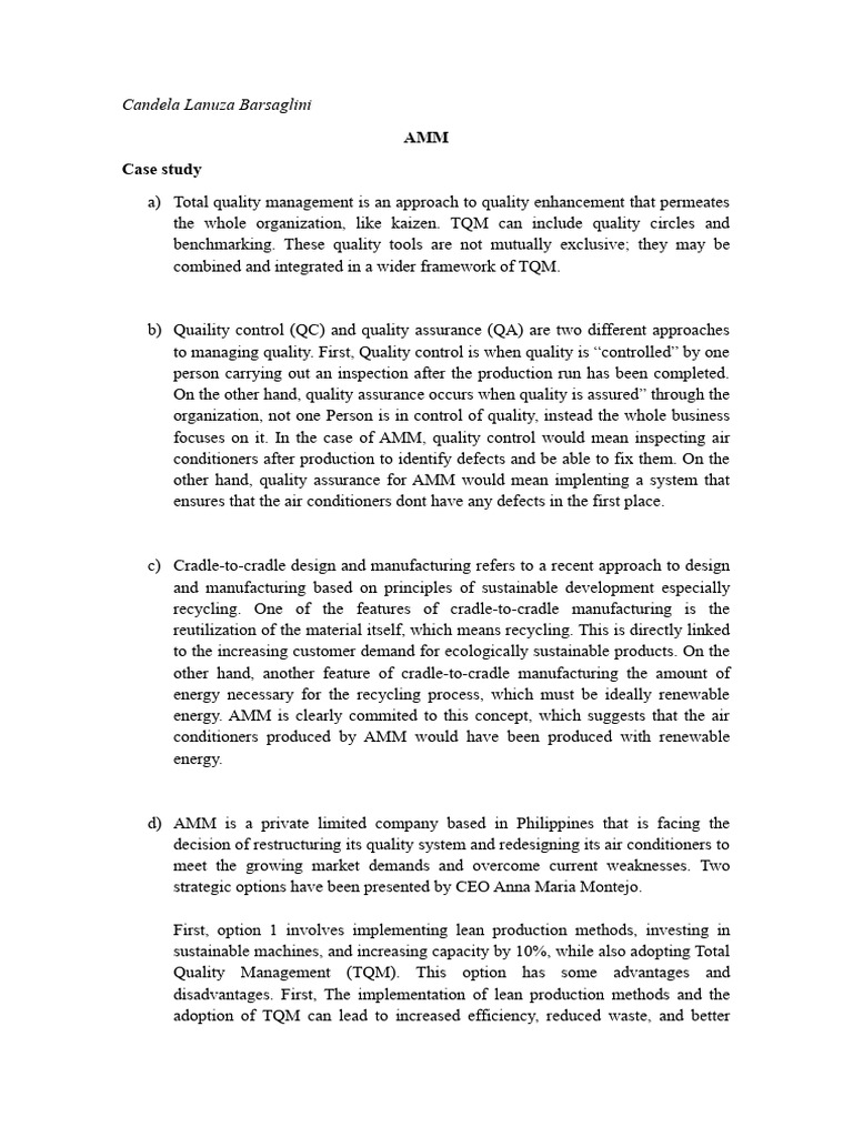 AMM Case Study | Download Free PDF | Quality Assurance | Lean Manufacturing