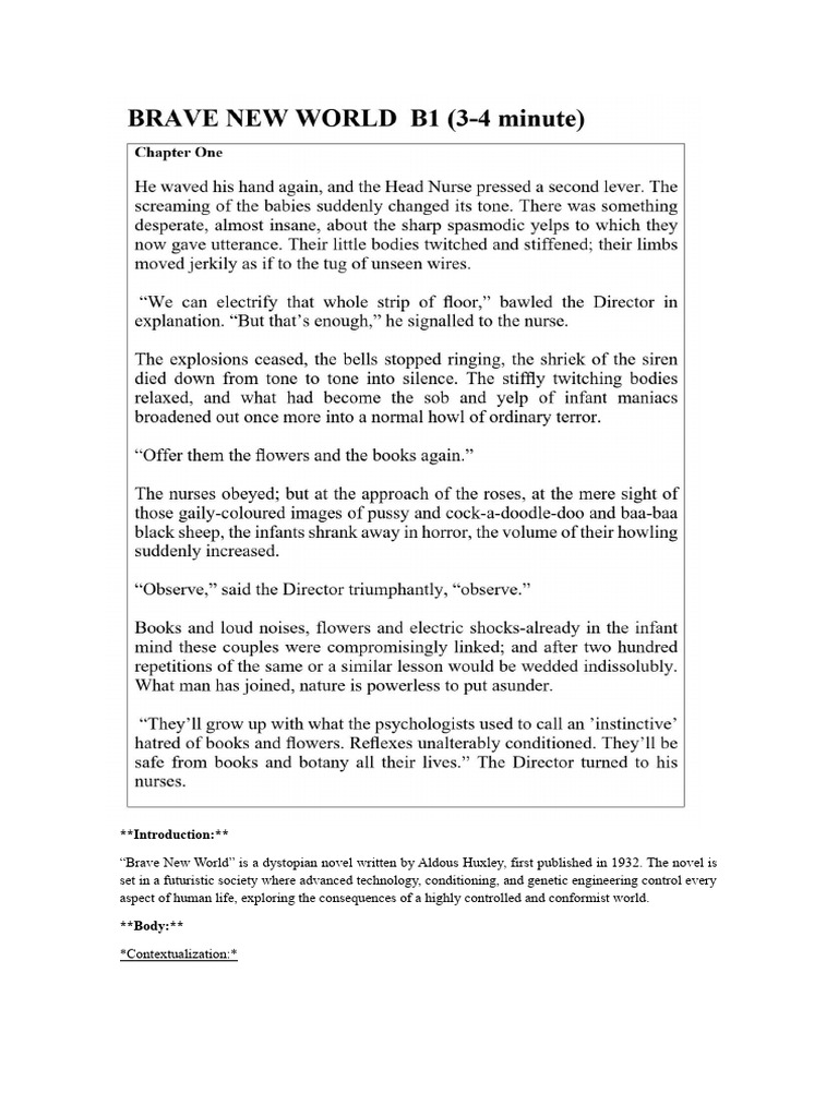 Bnw Extracts | PDF | Dystopia | Psychological Concepts