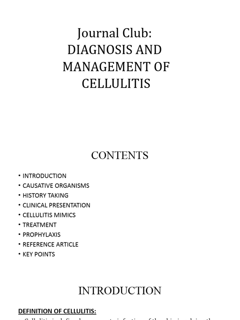 The Diagnosis and Management of Cellulitis | PDF | Sepsis | Medical ...