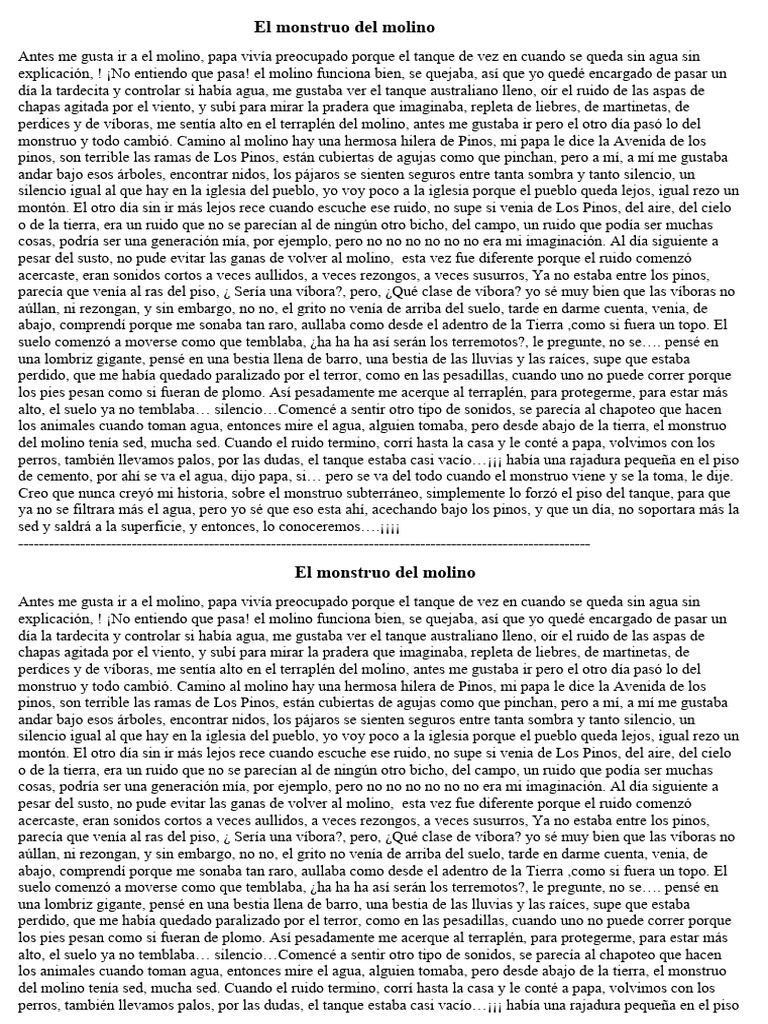 El monstruo del molino subterráneo | PDF