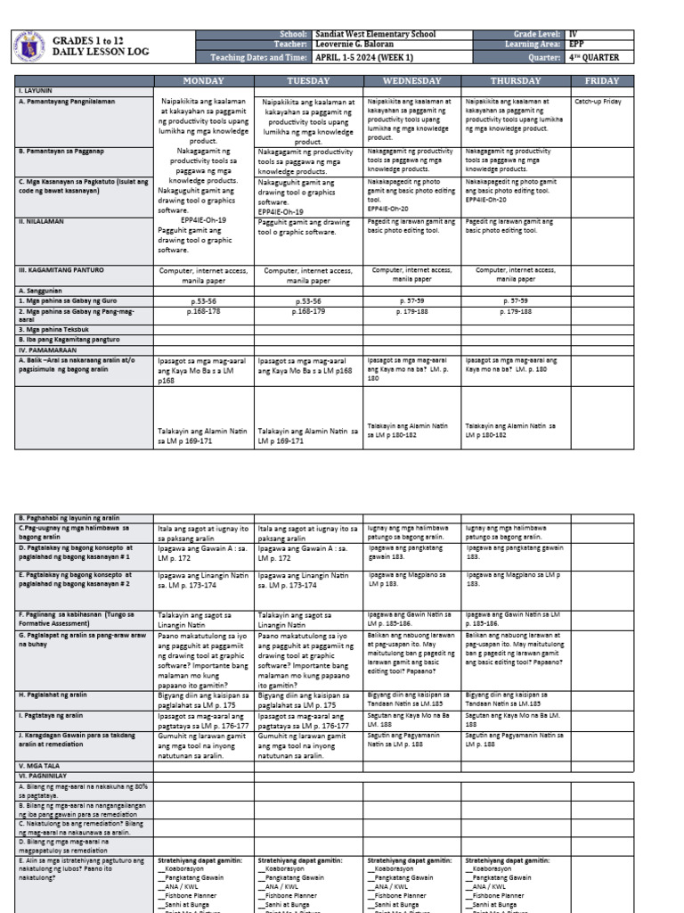 DLL - Epp 4 - Q3 - W8 | PDF