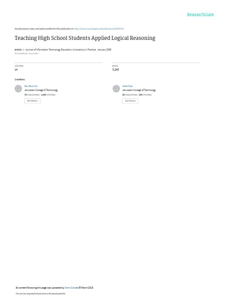 Teaching High School Students Applied Logical Reas | PDF | Logic ...
