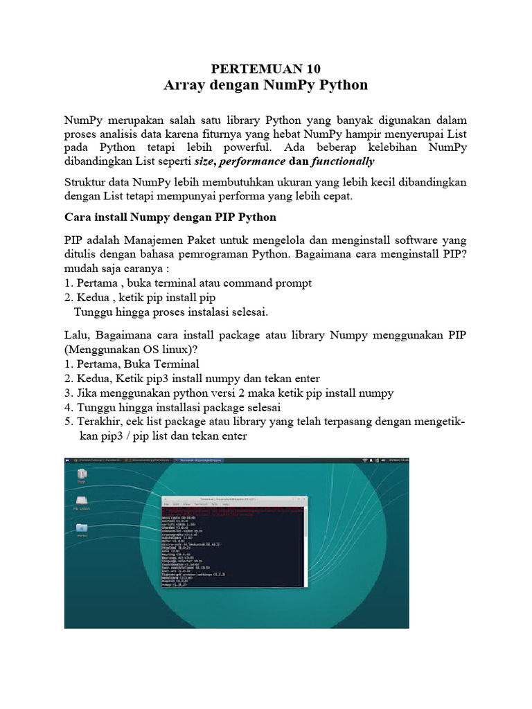 Array Dengan Numpy Python: Pertemuan 10 | PDF