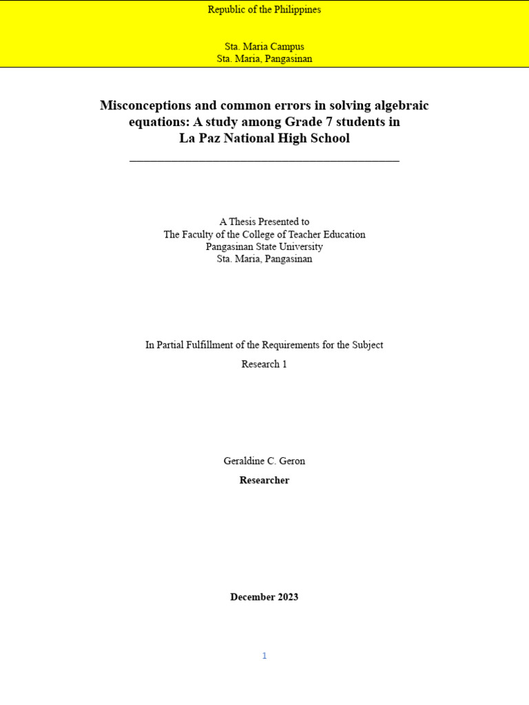 Misconceptions and Common Errors in Solving Algebraic | PDF ... Misconceptions and Common Errors in Solving Algebraic | PDF ...
