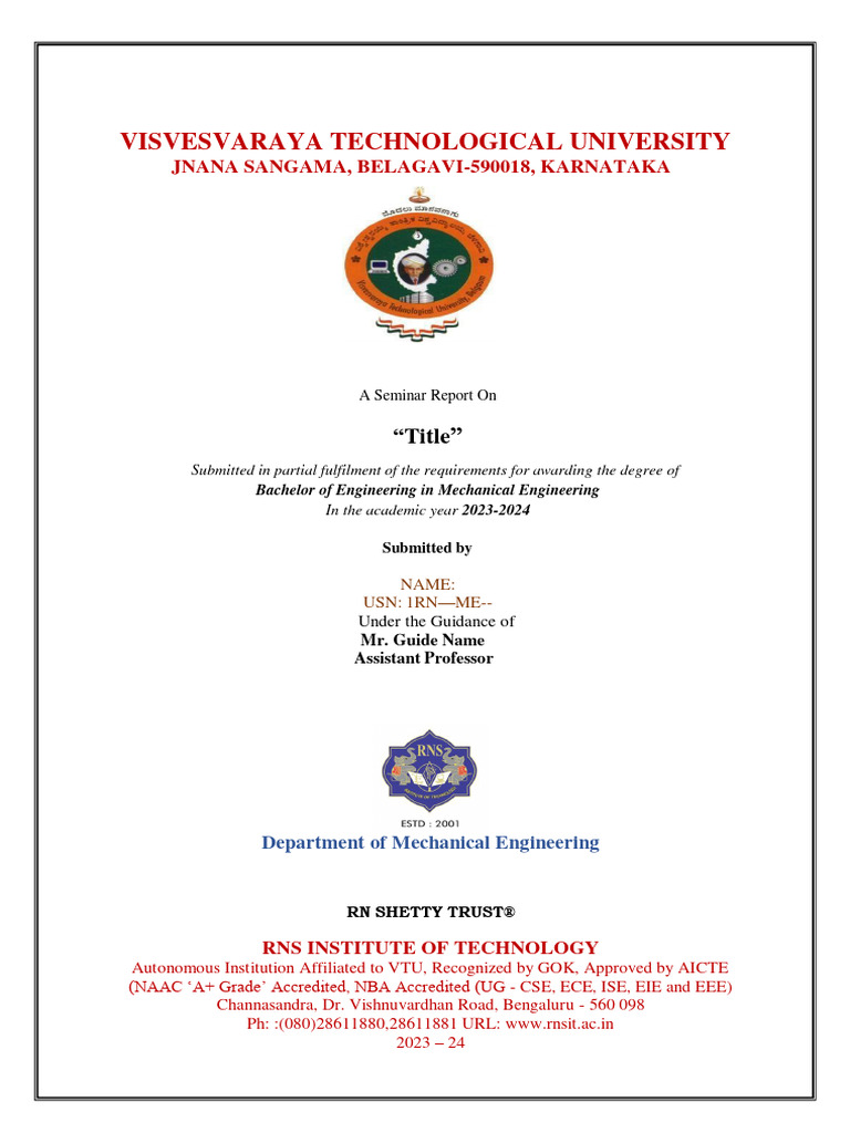 Technical Seminar Report Format | PDF | Engineering
