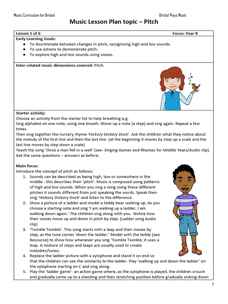 Year R Music Lesson: Exploring Pitch | PDF | Pitch (Music) | Musicology