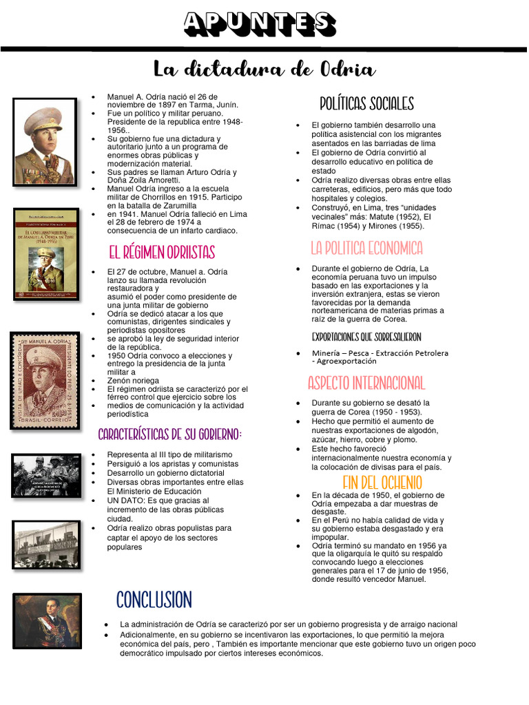 Dictadura de Odría: Obras y Control en Perú | PDF