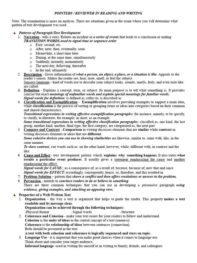 Pointers in Reading and Writing | PDF | Word | Definition