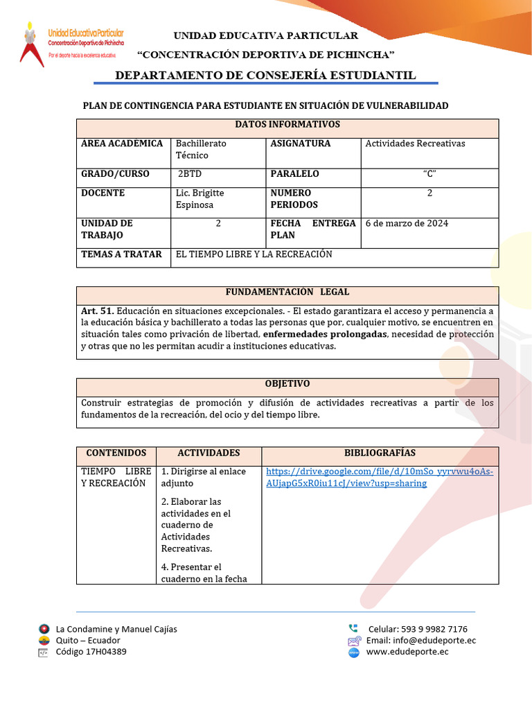 Plan de Contingencia - Grandes Nolan - 2BDTC | PDF