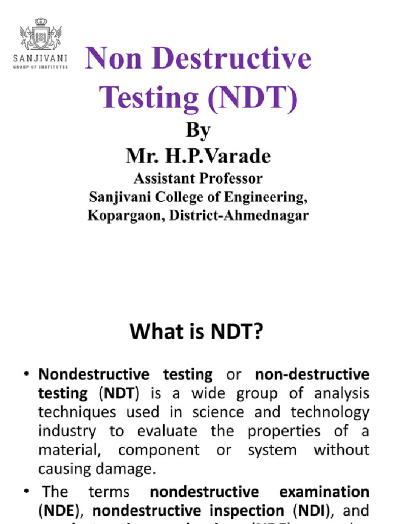 Non Destructive Evaluation | PDF
