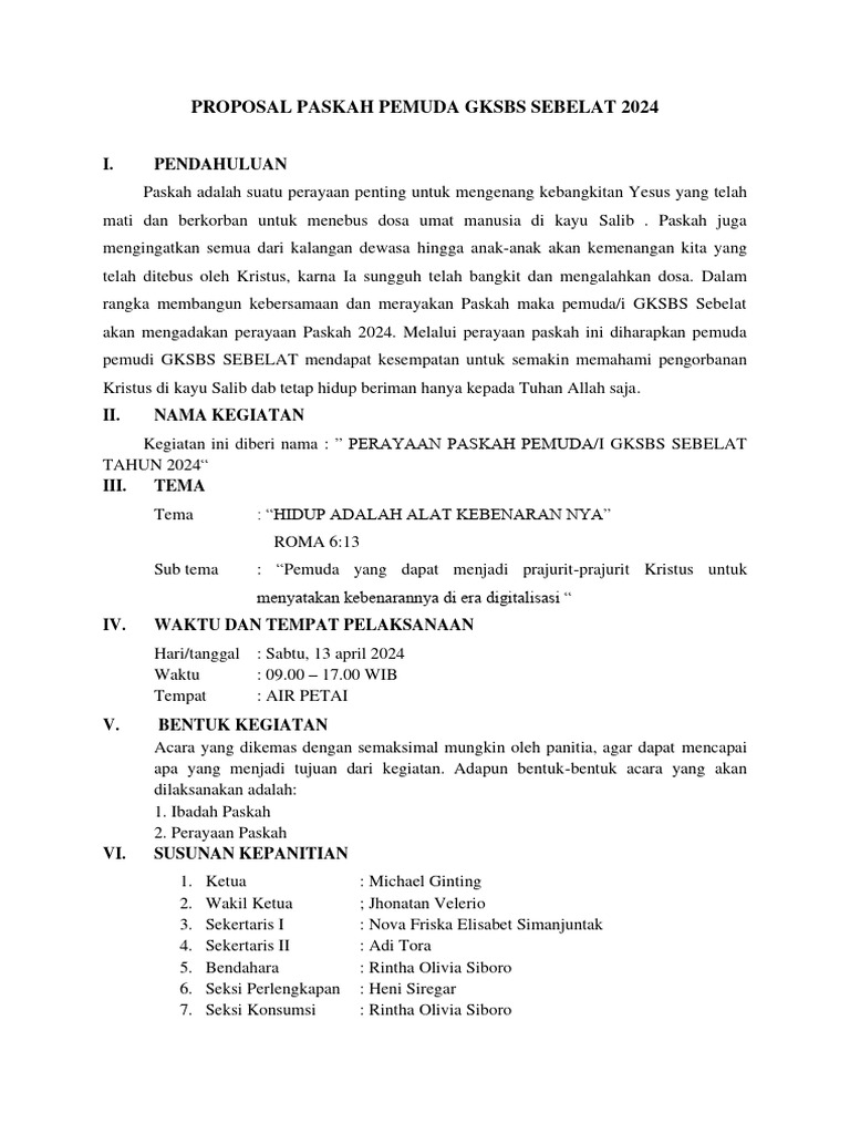 Proposal Paskah | PDF
