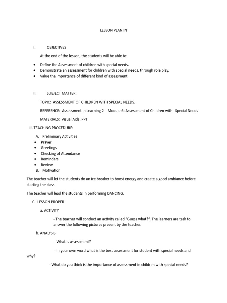Assessment LP FINAL | PDF | Educational Assessment | Disability