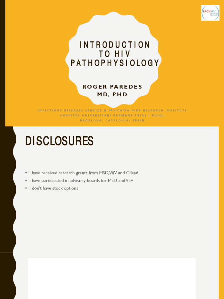 Hivss2019 Paredes r. Intro to Pathophysiology of Hiv | PDF | Hiv ...