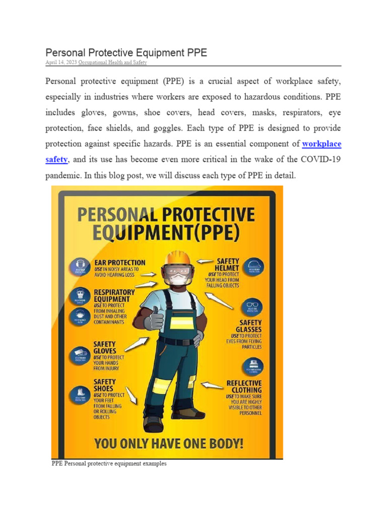 Personal Protective Equipment PPE | PDF | Personal Protective Equipment ...