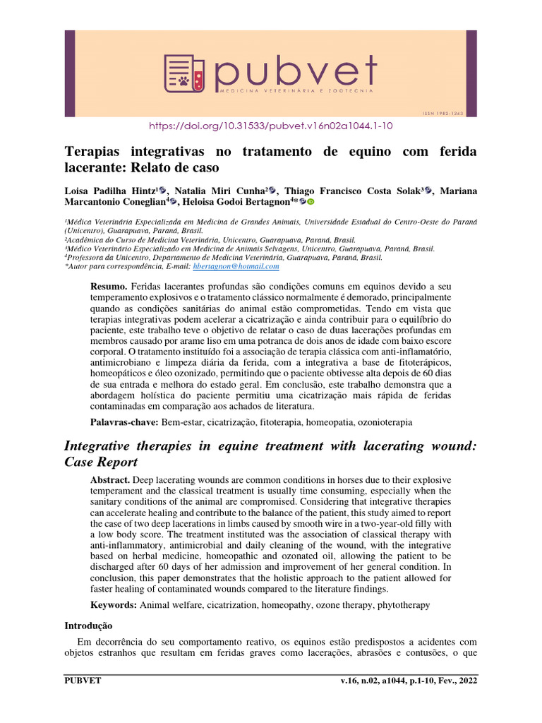 1044 - 8451 - Terapias Integrativas No Tratamento de Equino Com Ferida ...