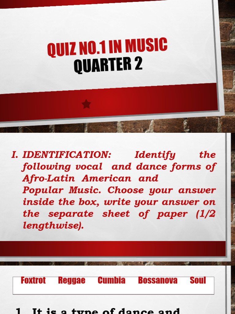 Q2-Music Quiz No.1 | PDF | Reggae | Dances