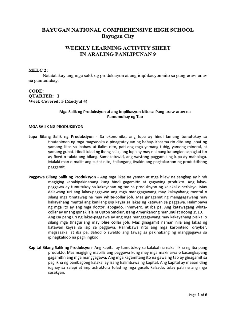 A.P. 9 Activity-sheet-week 5 Module-4 | PDF A.P. 9 Activity-sheet-week 5 Module-4 | PDF