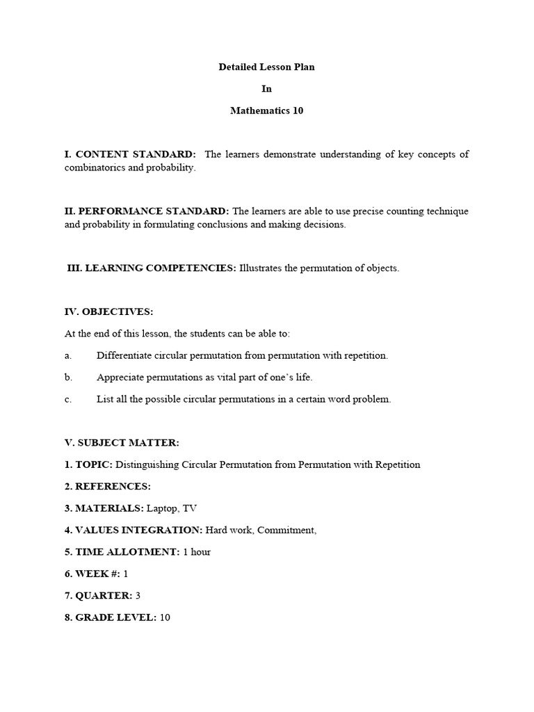 DLP Math10 Permutations | PDF | Permutation | Learning