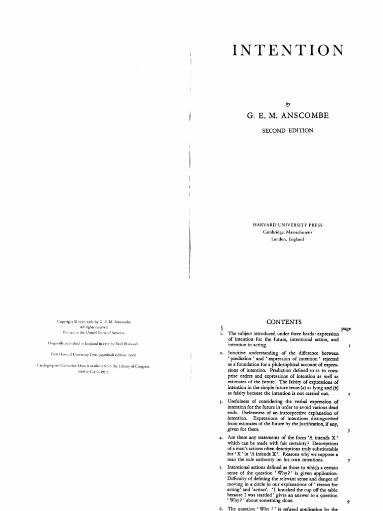 Anscombe, G E M - Intention | PDF | Language Arts & Discipline ...