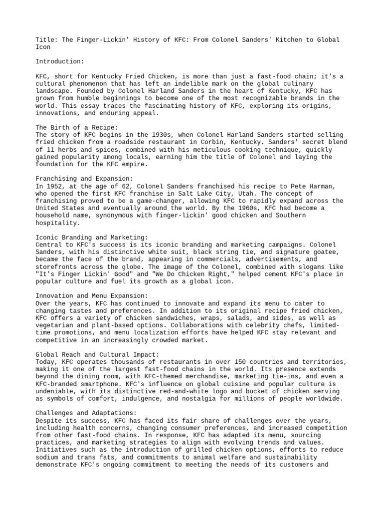 KFC | PDF | Foods | Cuisine