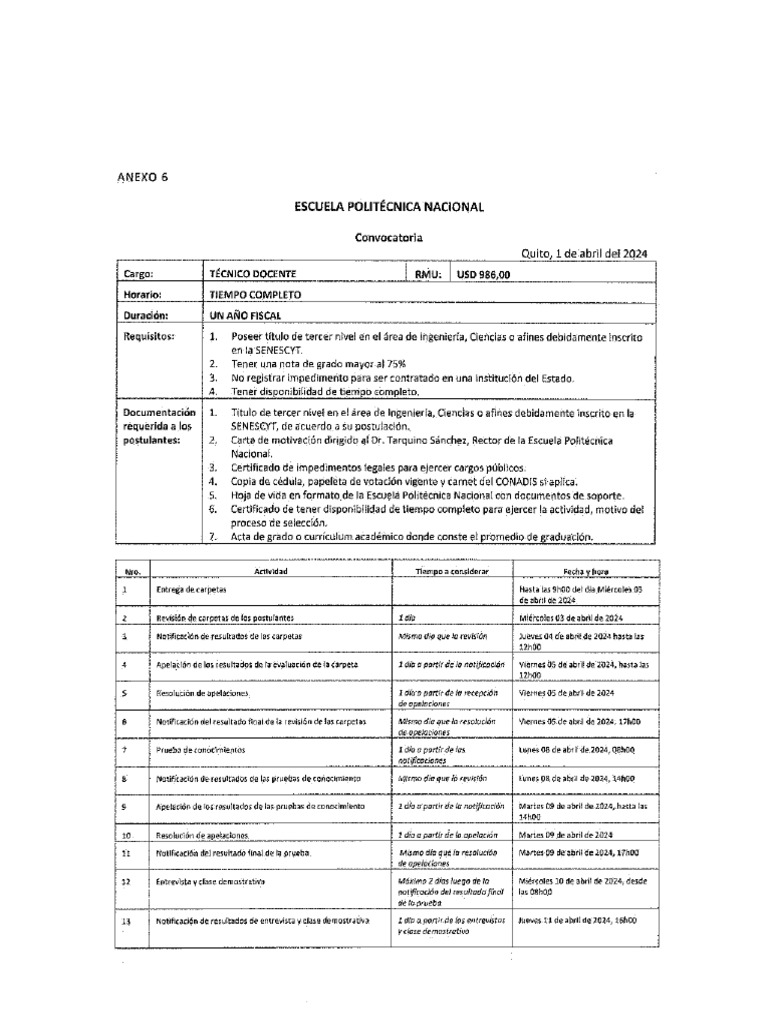 Convocatoria EPN | PDF