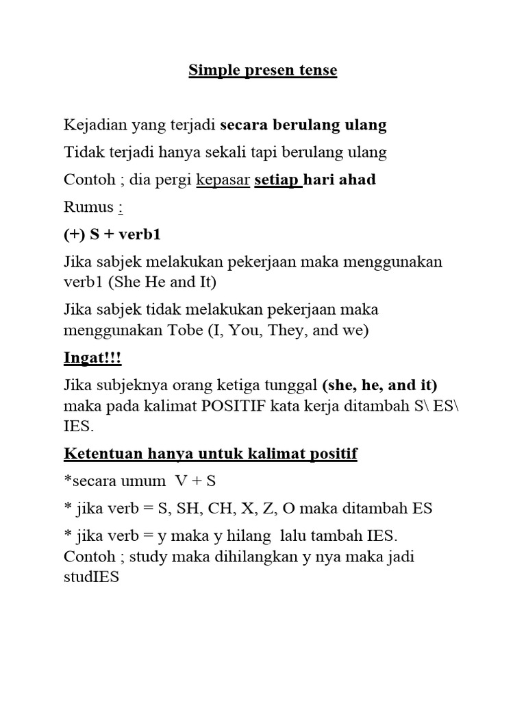 Simple Presen Tense | PDF