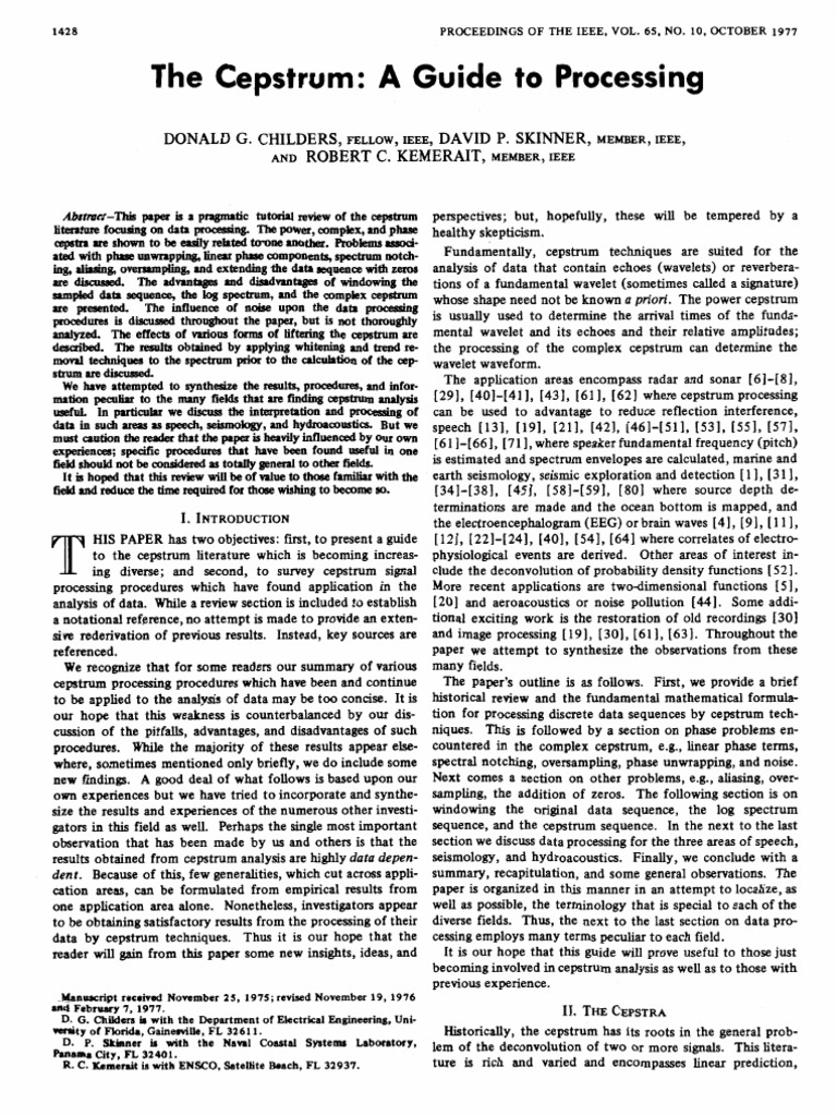 Cepstrum | PDF | Signal Processing | Telecommunications Engineering