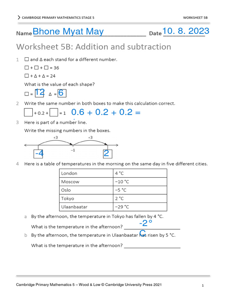 P5 UNit 5 Worksheet | PDF