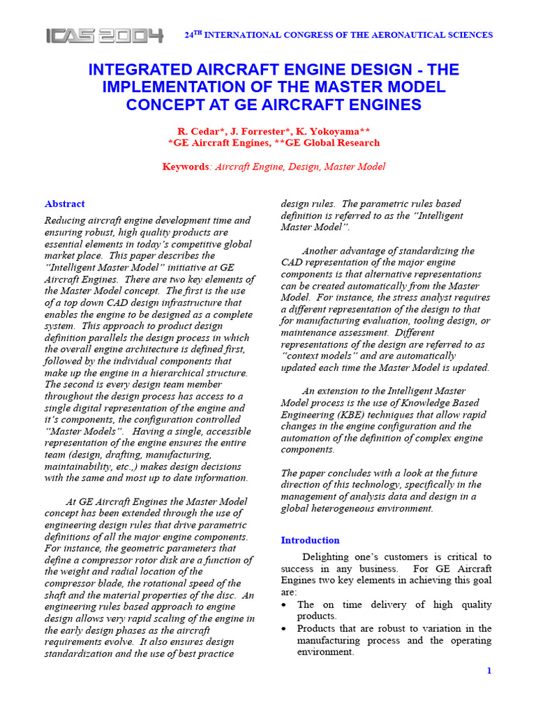 Integrated Aircraft Engine Design-The Implementation of The Master ...