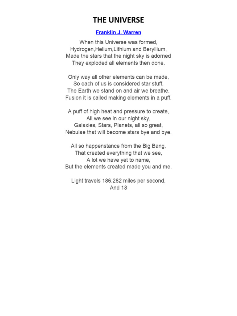 The UNIVERSE and Periodic Table Elements (PT) | PDF