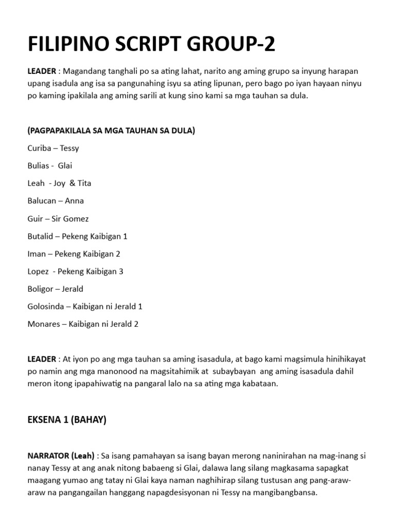 Filipino Script about teenage pregnancy | PDF