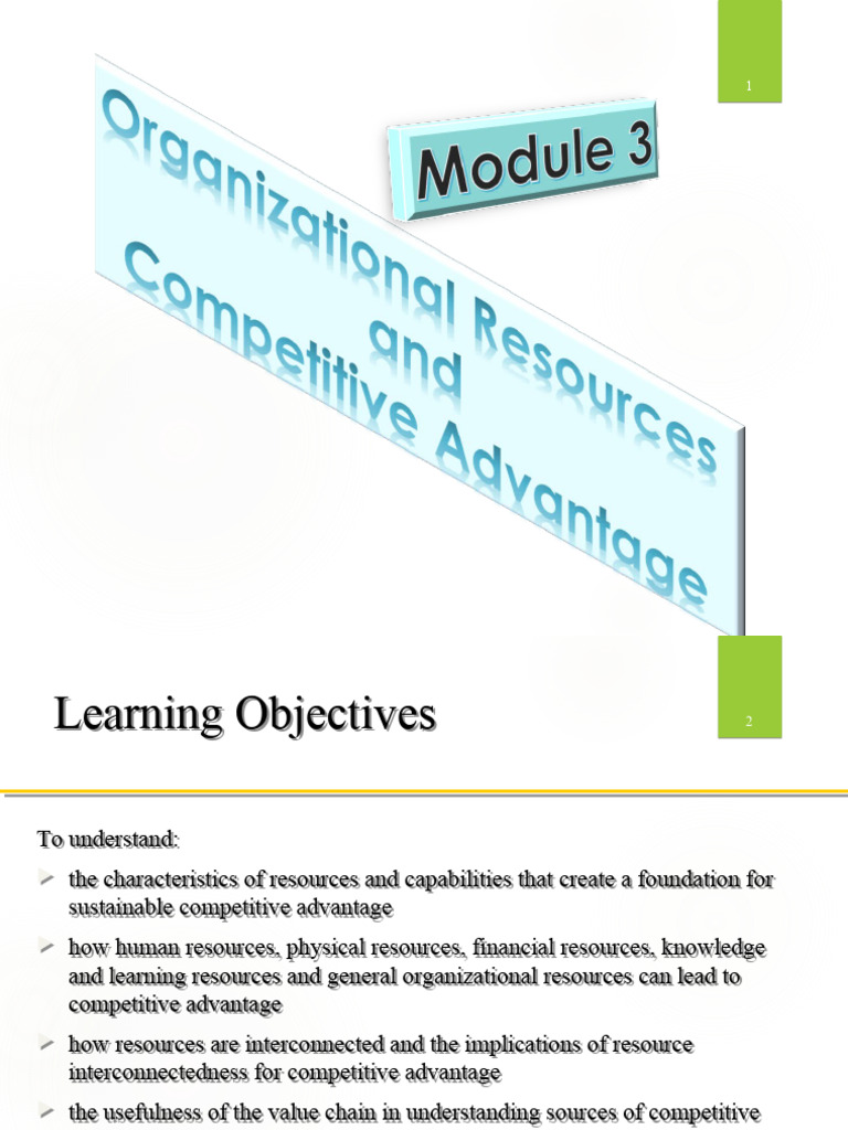 SBA - Module 3 - Organizational Resources and Competitive Advantage - Lecture - Weeks 5-6 ...