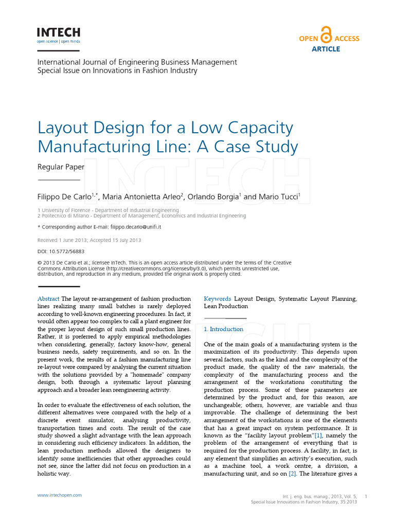 5. Layout Design for a Low Capacity Manufacturing Line | PDF | Lean ...