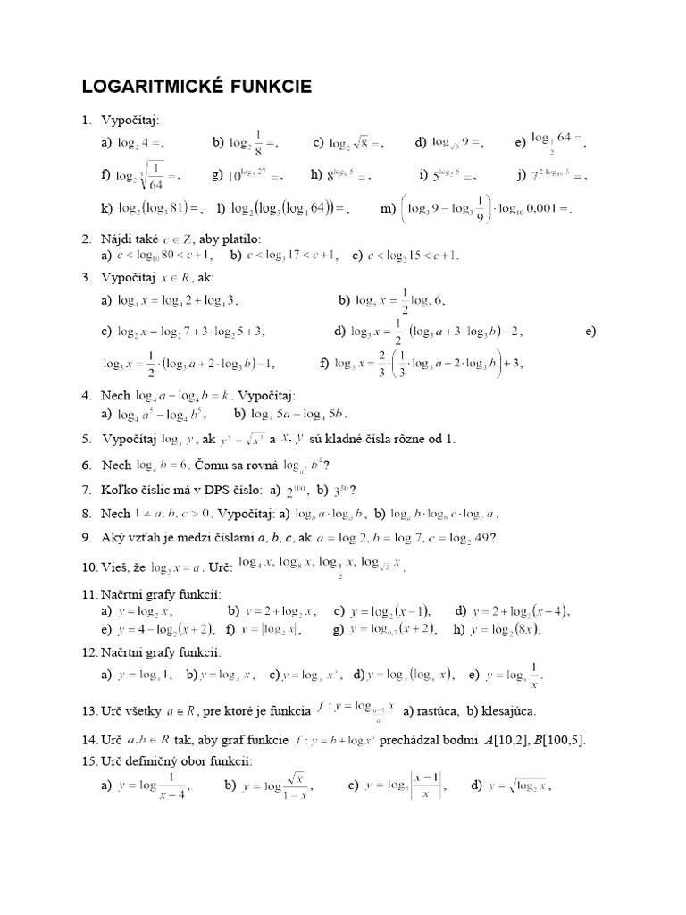 Logaritmické Funkcie | PDF