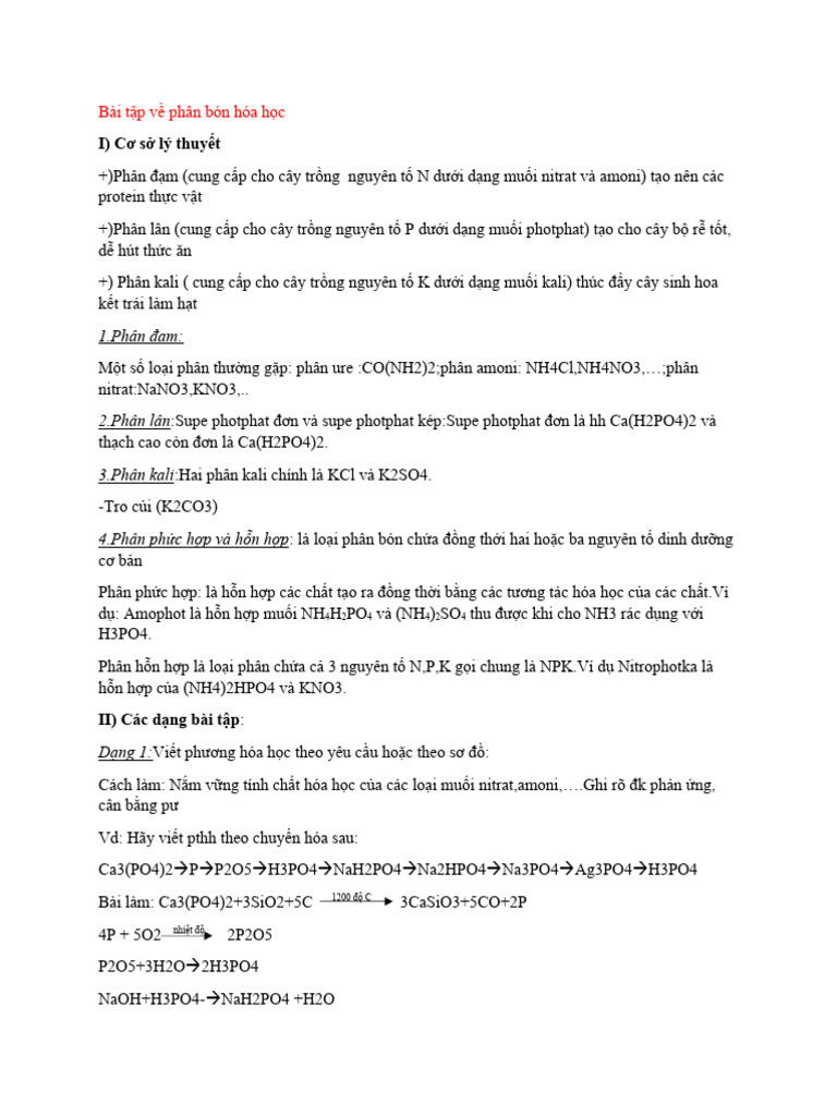 Bài tập về phân bón hóa học | PDF