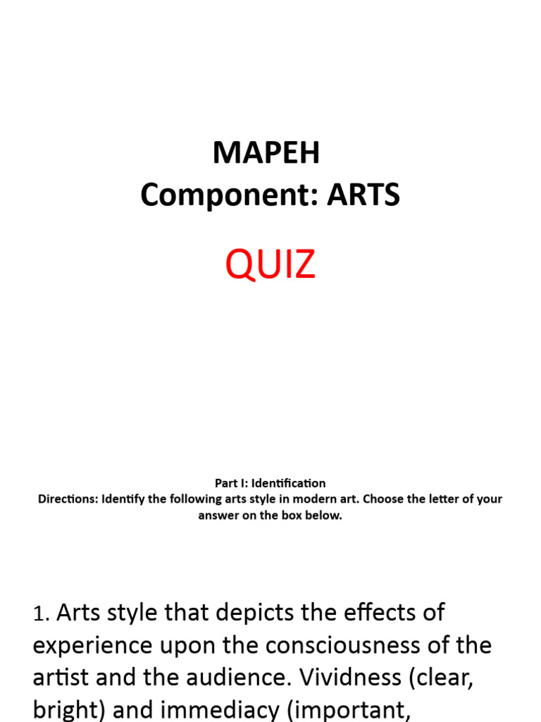 Arts 10 Quiz | PDF | Abstract Art | Modern Art