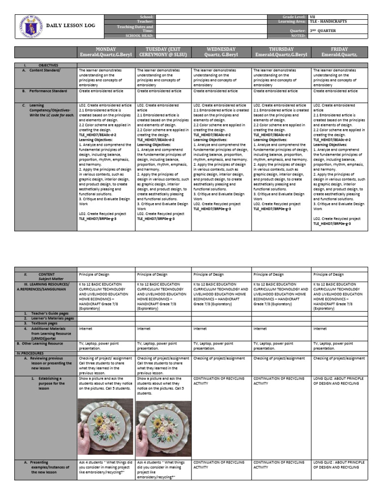 Principle of Design DLL | PDF | Symmetry | Embroidery