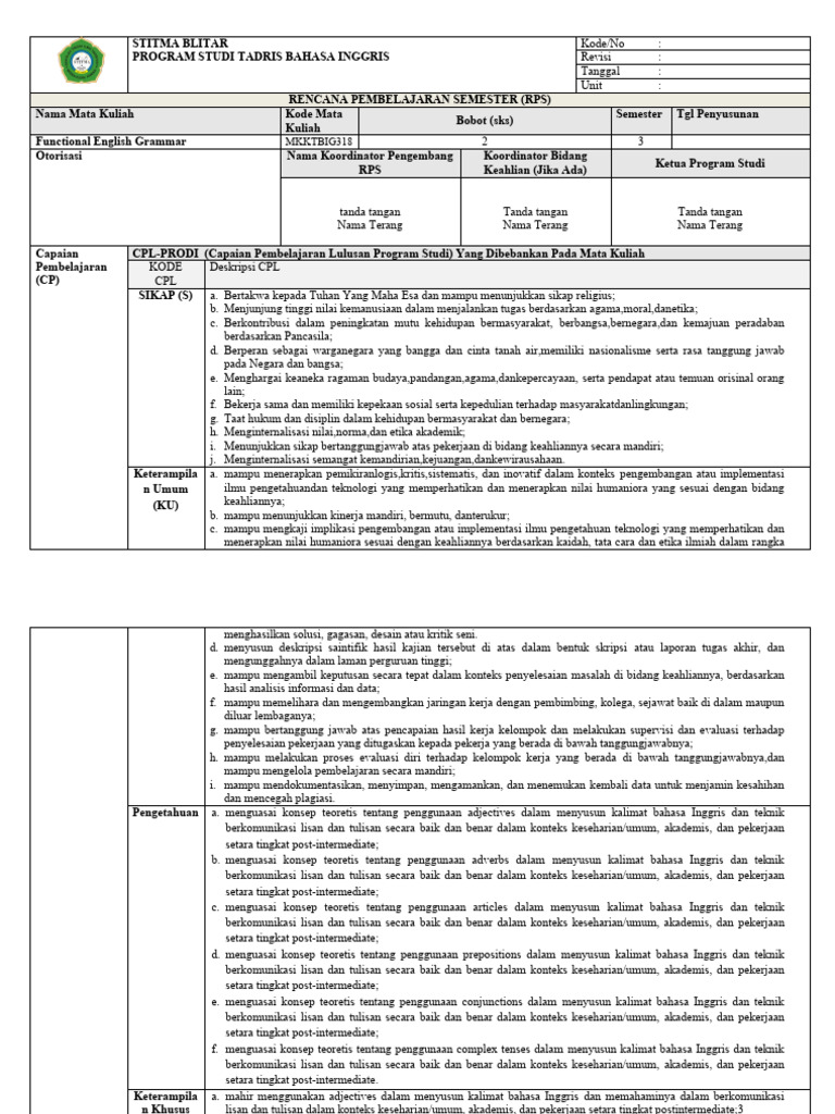 RPS Functional English Grammar | PDF
