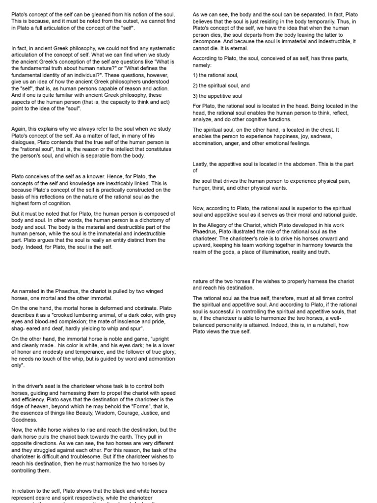 Plato-Understanding The Self | PDF | Soul | Philosophy Of Self