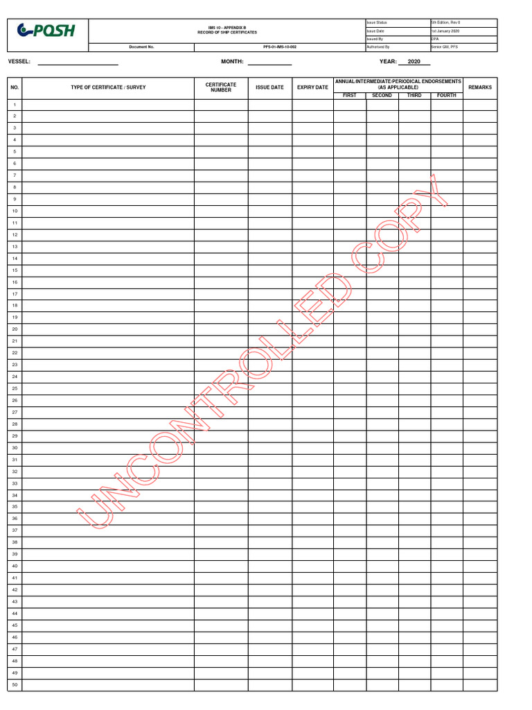 Ims 10 Appendix B Record Of Ship Certificates Pdf