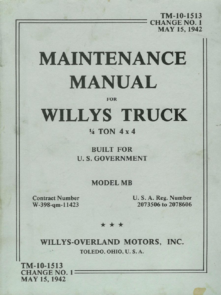 TM 10-1513 Willys MB Jeep 1942 | PDF