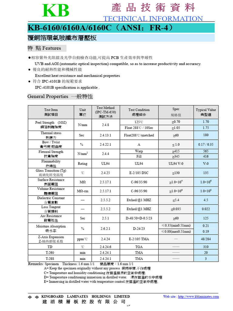 PDF_Kingboard_KB_6160A_data_sheet (1) | PDF | Printed Circuit Board ...