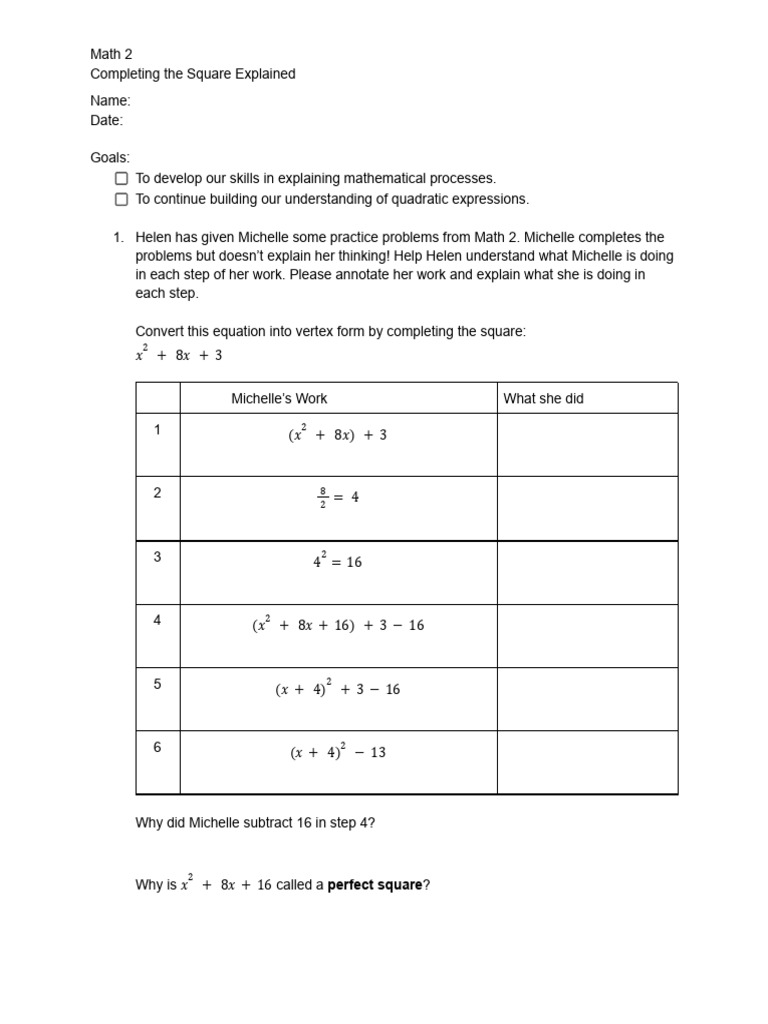 Completing the Square Explained | PDF | Theoretical Computer Science ...