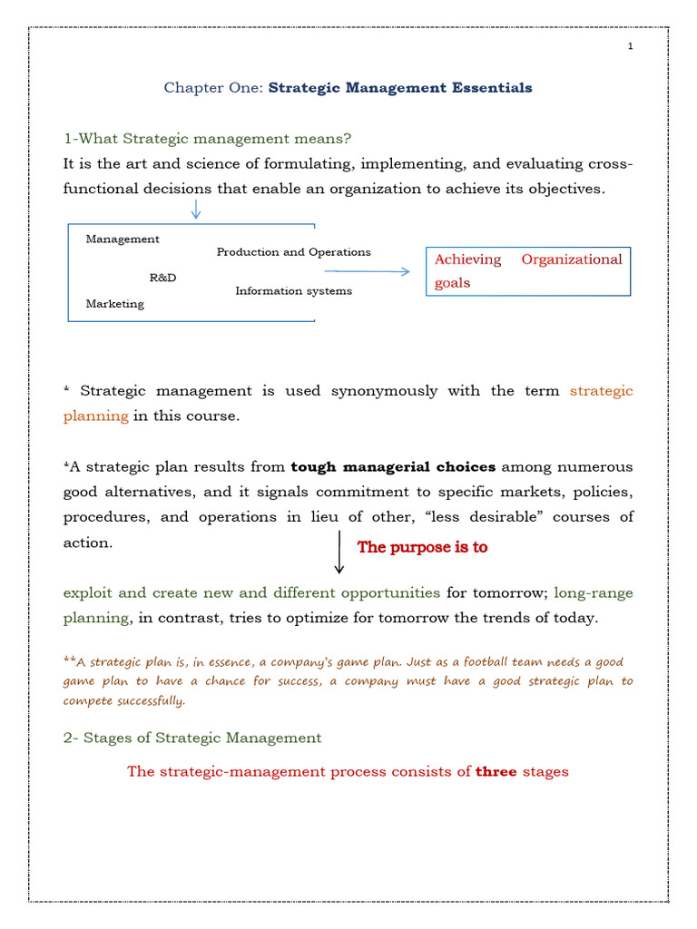 Chapter 1 p1 | PDF | Strategic Management | Strategic Planning