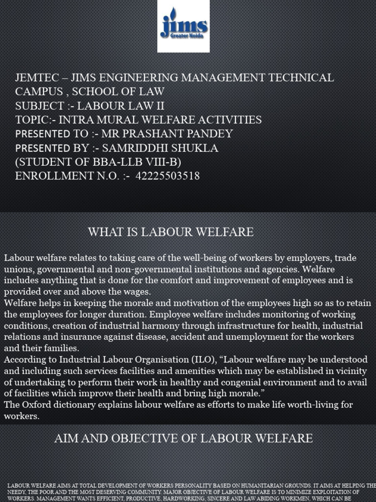 Labour Law II Presentation | PDF | Employment | Welfare