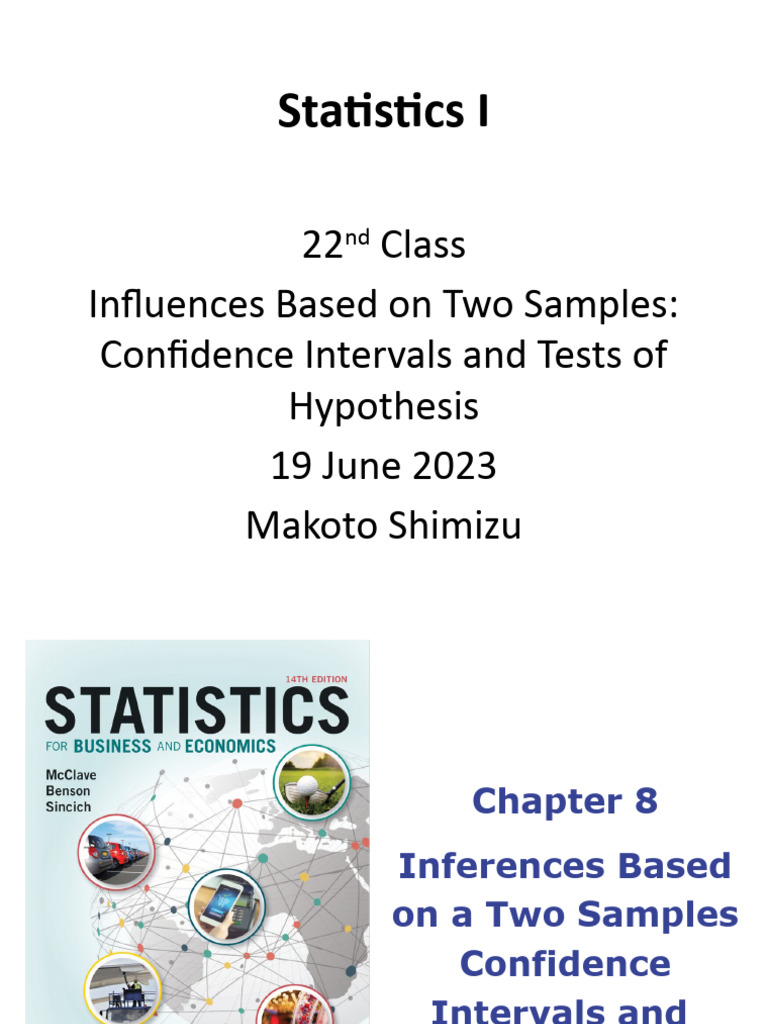 22nd Inferences Based On Two Samples-Confidence Intervals and Tests of ...