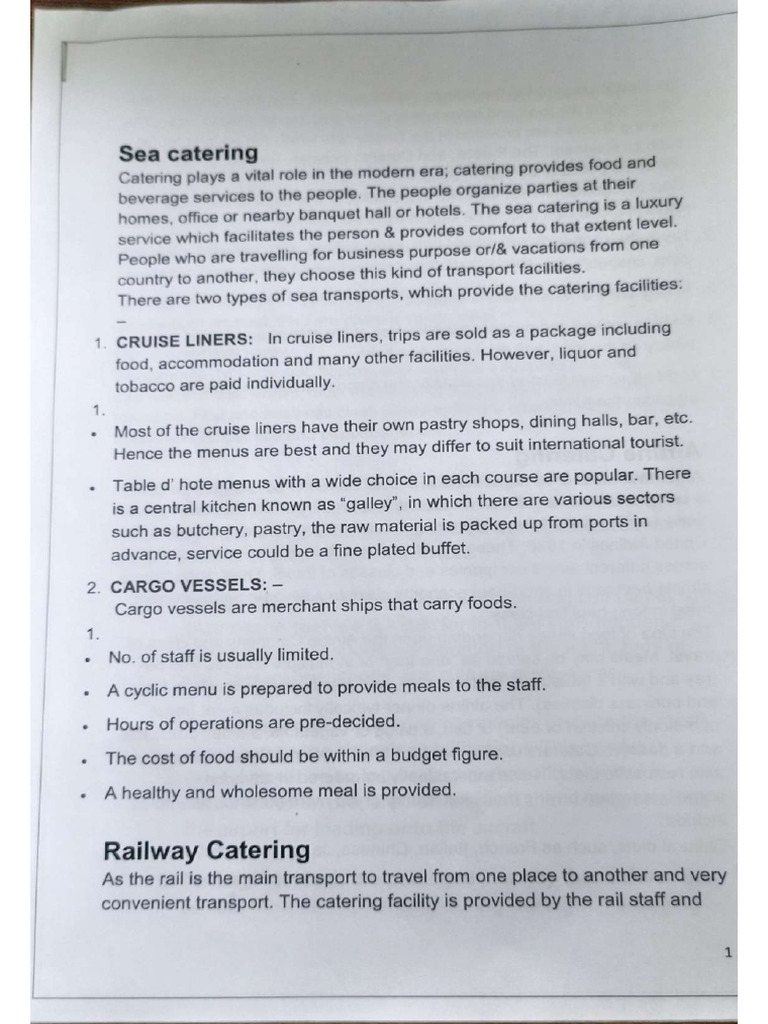 Chapter 4-Types of Catering | PDF