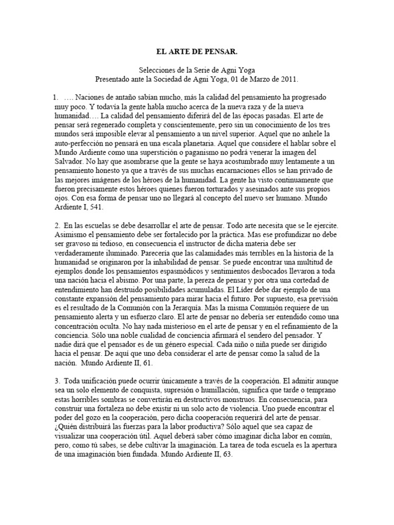 El Arte De Pensar Pdf Pensamiento Humano