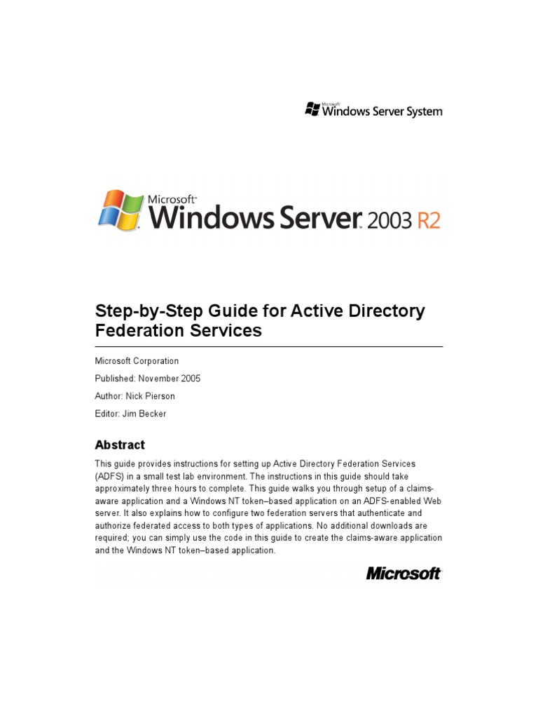 Step-by-Step Guide For Active Directory Federation Services | Download ...